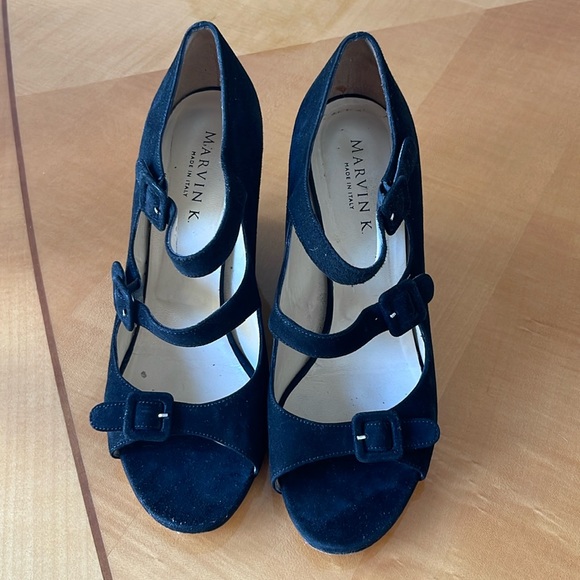 marvin k | Shoes | Women Shoes Black Suade Wedge Good Conditionmarvin K ...